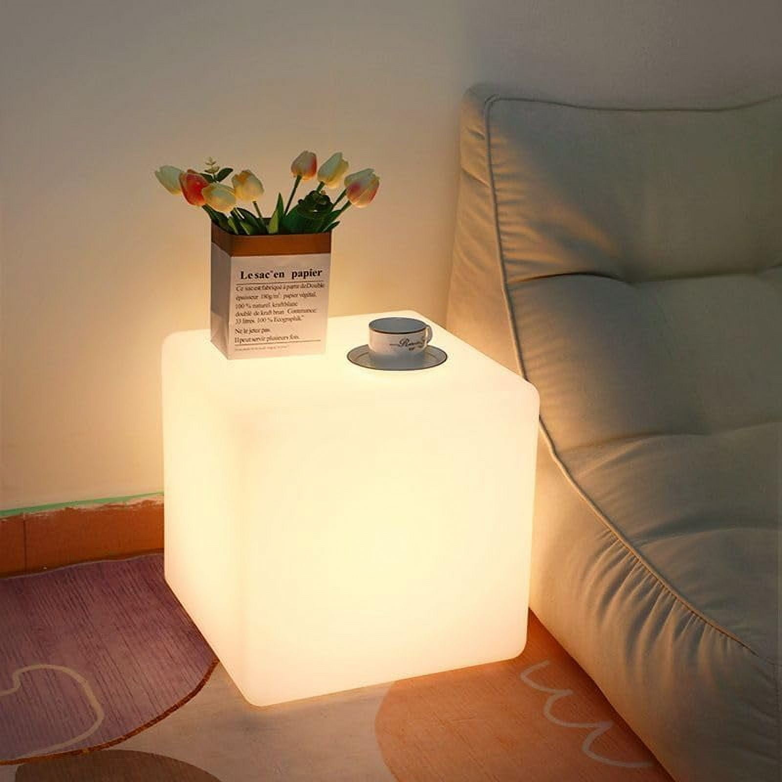 20-In Rgb Led Light Cube, Colors Changing Rechargeable Led Cube Chair ...