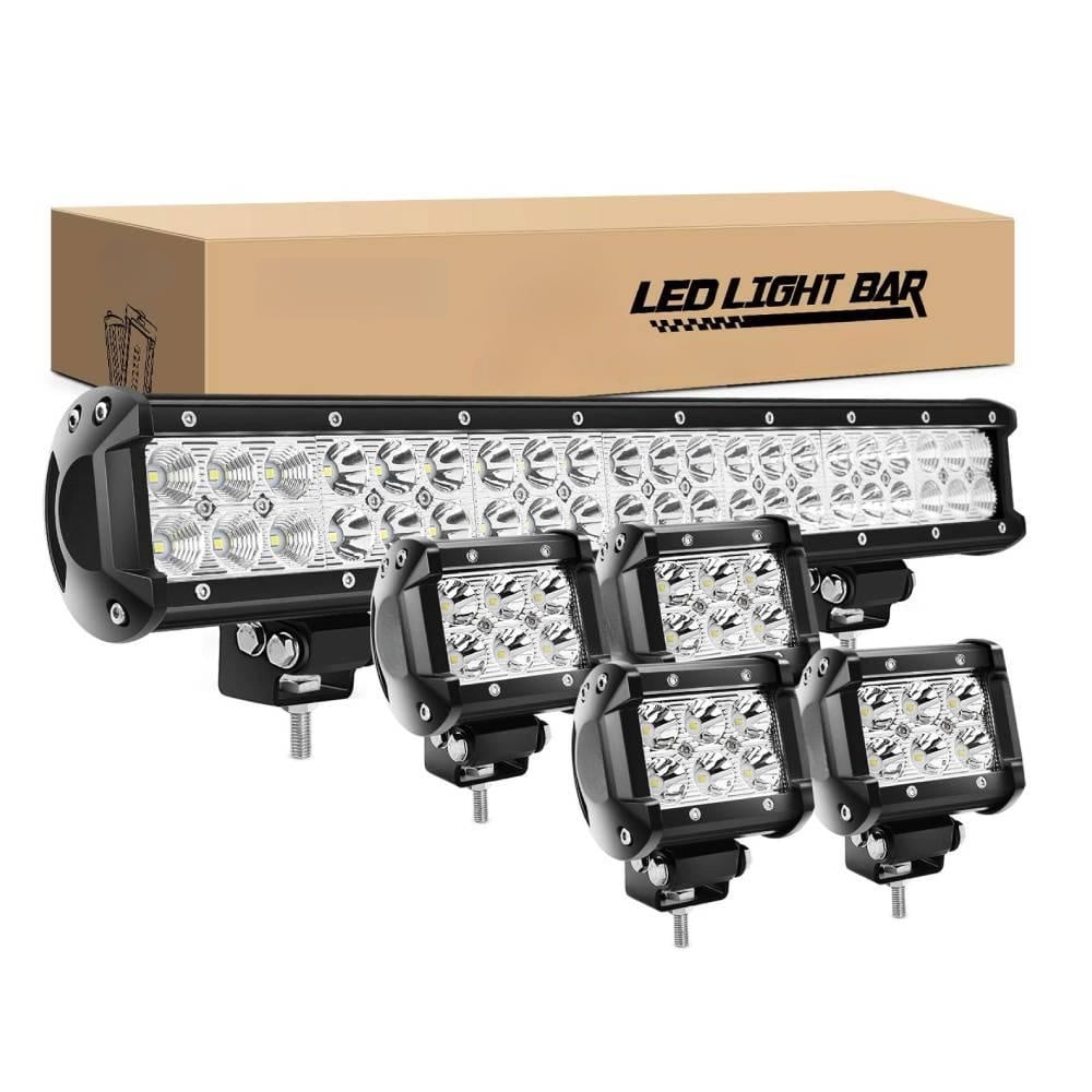 20-Inch 126W Spot Flood Combo LED Light Bar with 4x 4-Inch 18W Spot ...