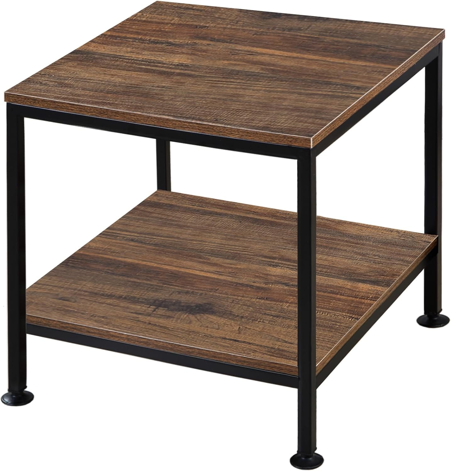 20 Inch 2 Tiers Square End Table with Metal Frame, Rustic Grey Fridge ...