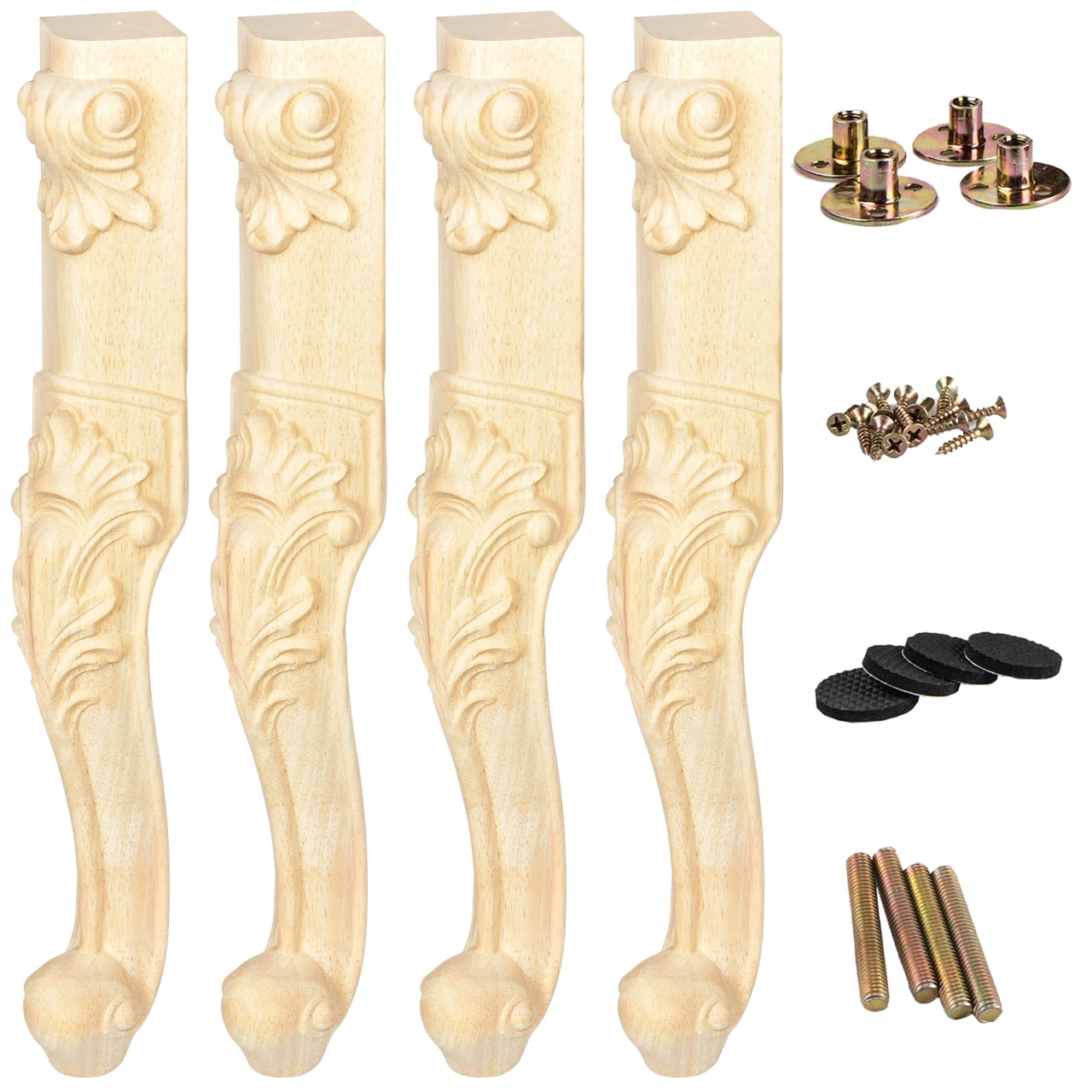 20 Inch / 50 cm Wooden Furniture Legs, LAVANE Set of 4 European Style ...