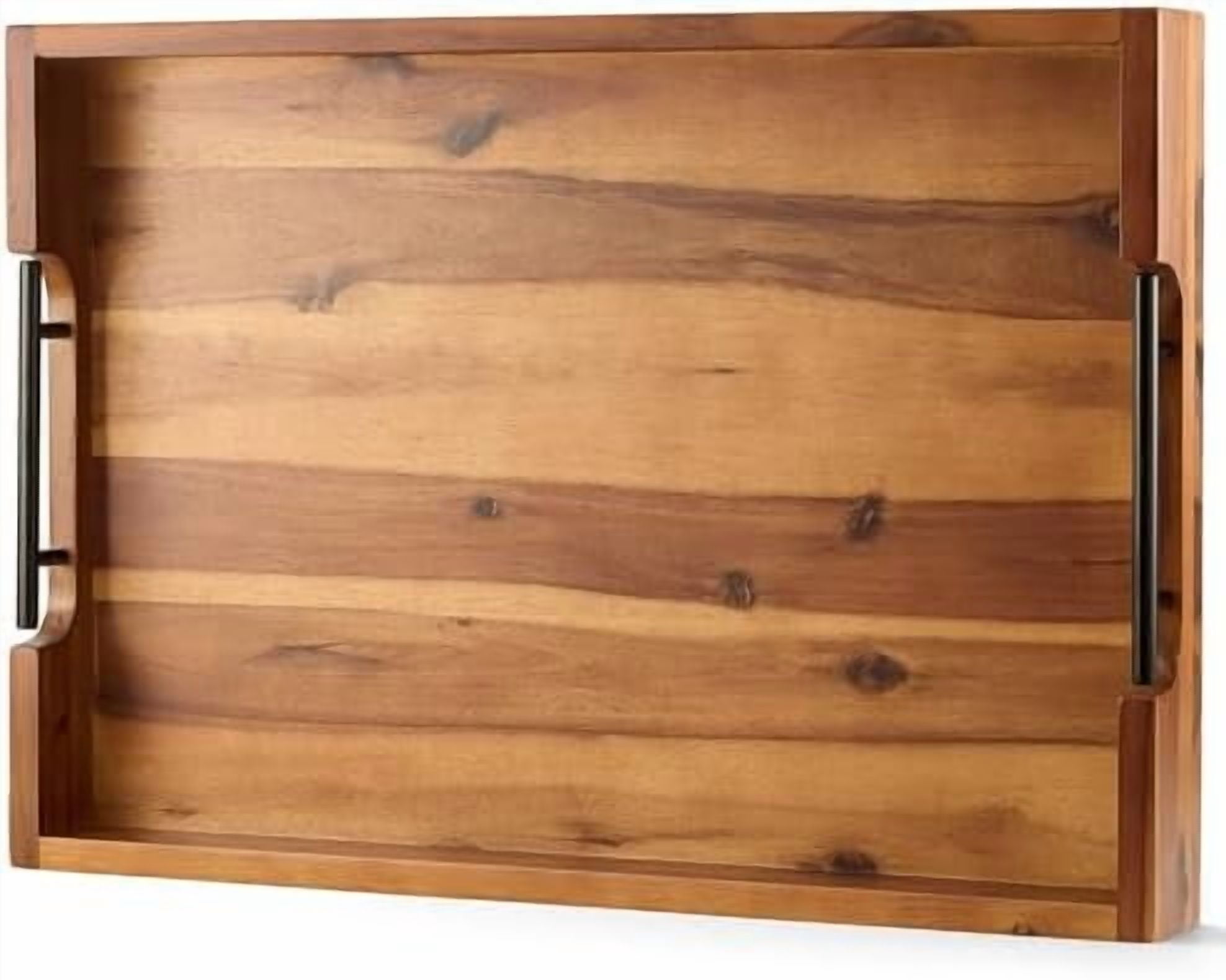 20 Inch Acacia Wood Ottoman Tray for Living Room - Coffee Table Trays ...