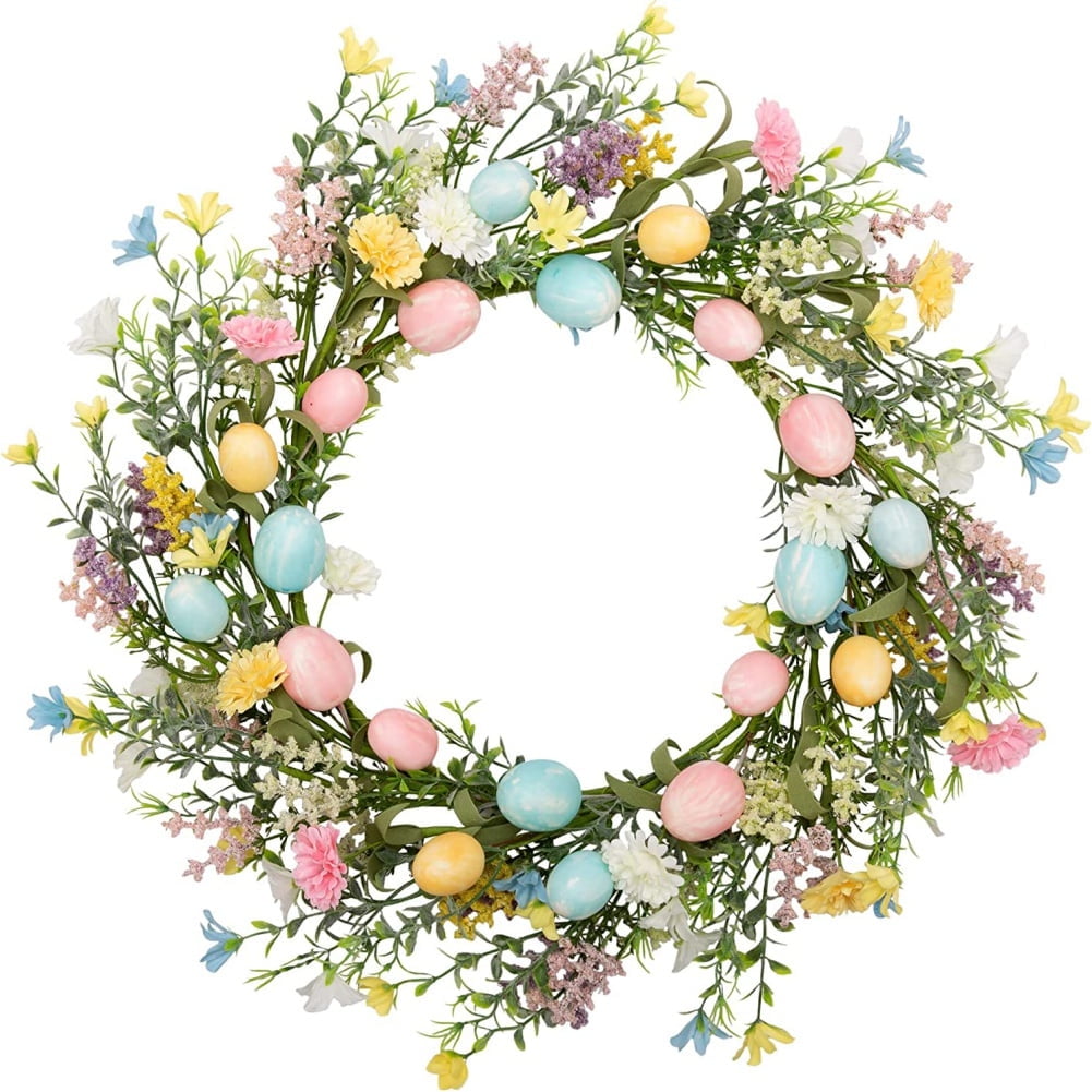 20 Inch Artificial Easter Wreath for Front Door Spring Easter Garland ...