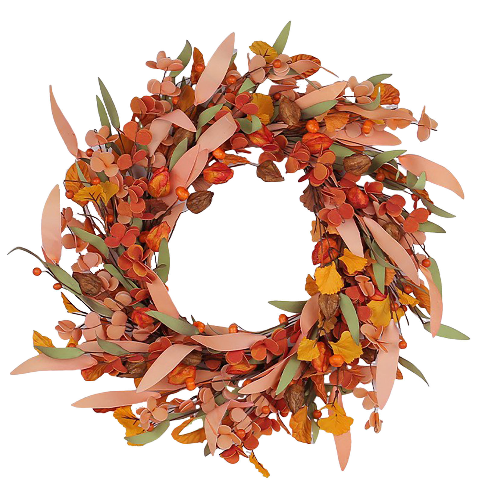 20 Inch Artificial Fall Wreath for Front Door with Eucalyptus Leaves ...