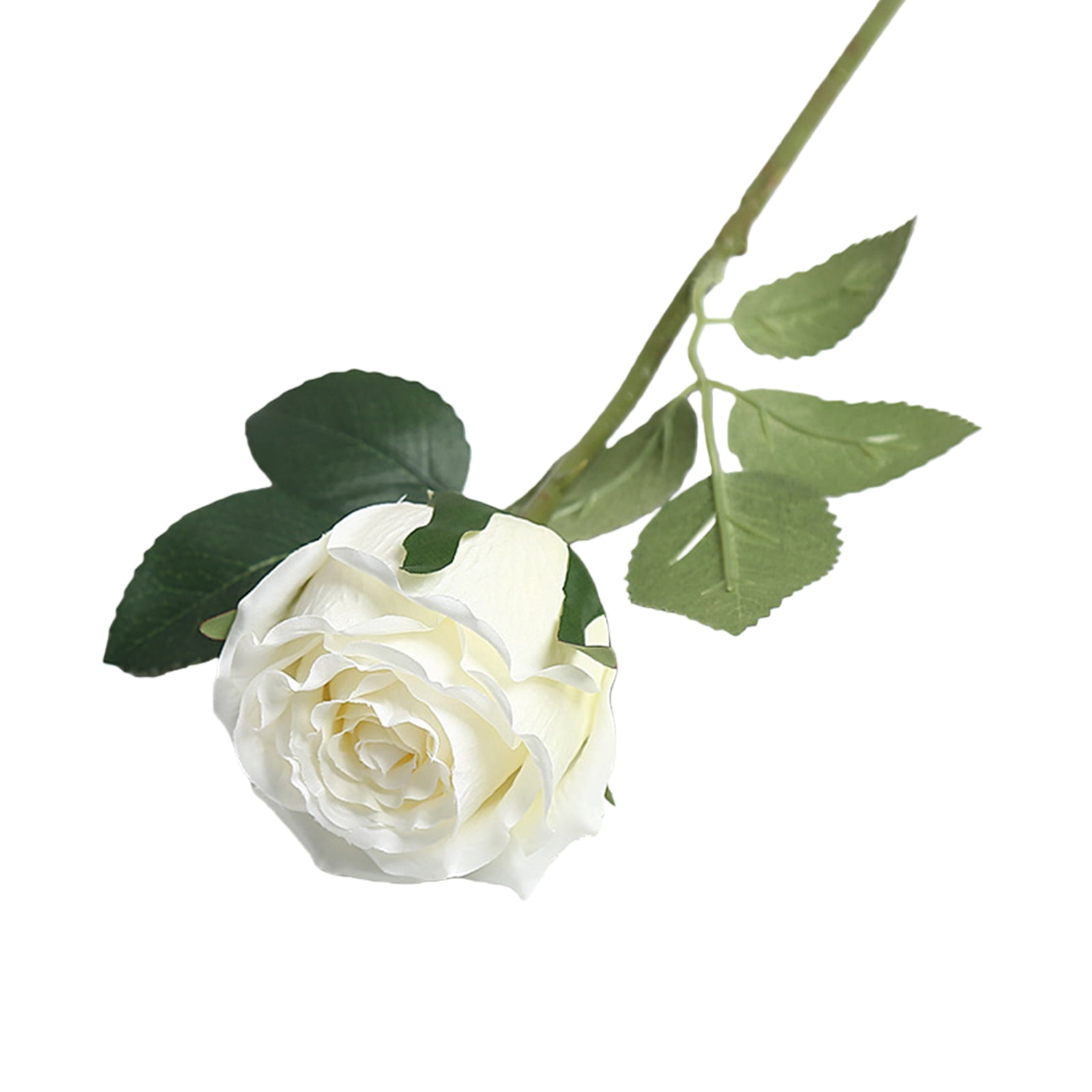 20 Inch Artificial Roses Long Stem Fake White Roses Realistic Single ...
