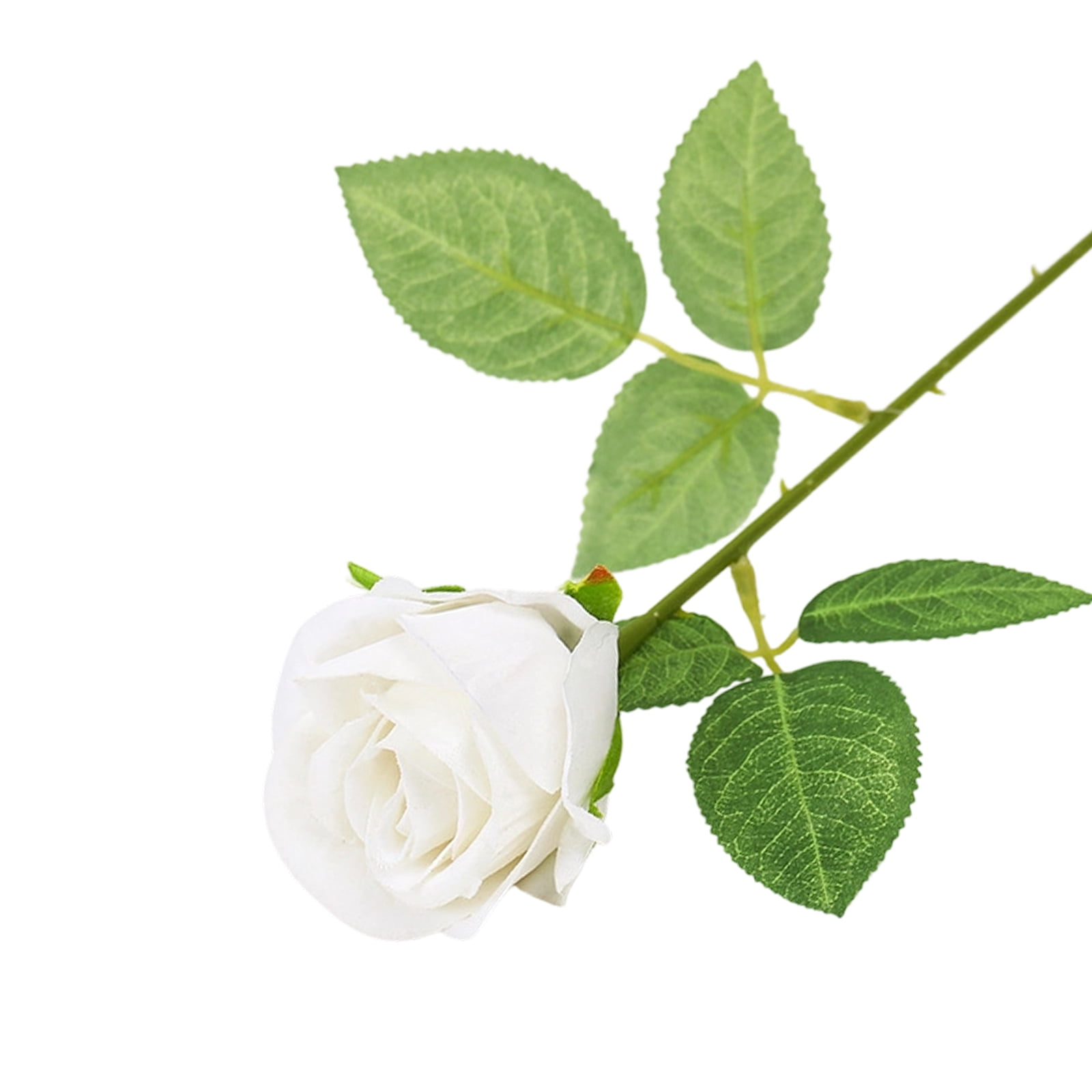 20 Inch Artificial Roses Long Stem Fake White Roses Realistic Single ...