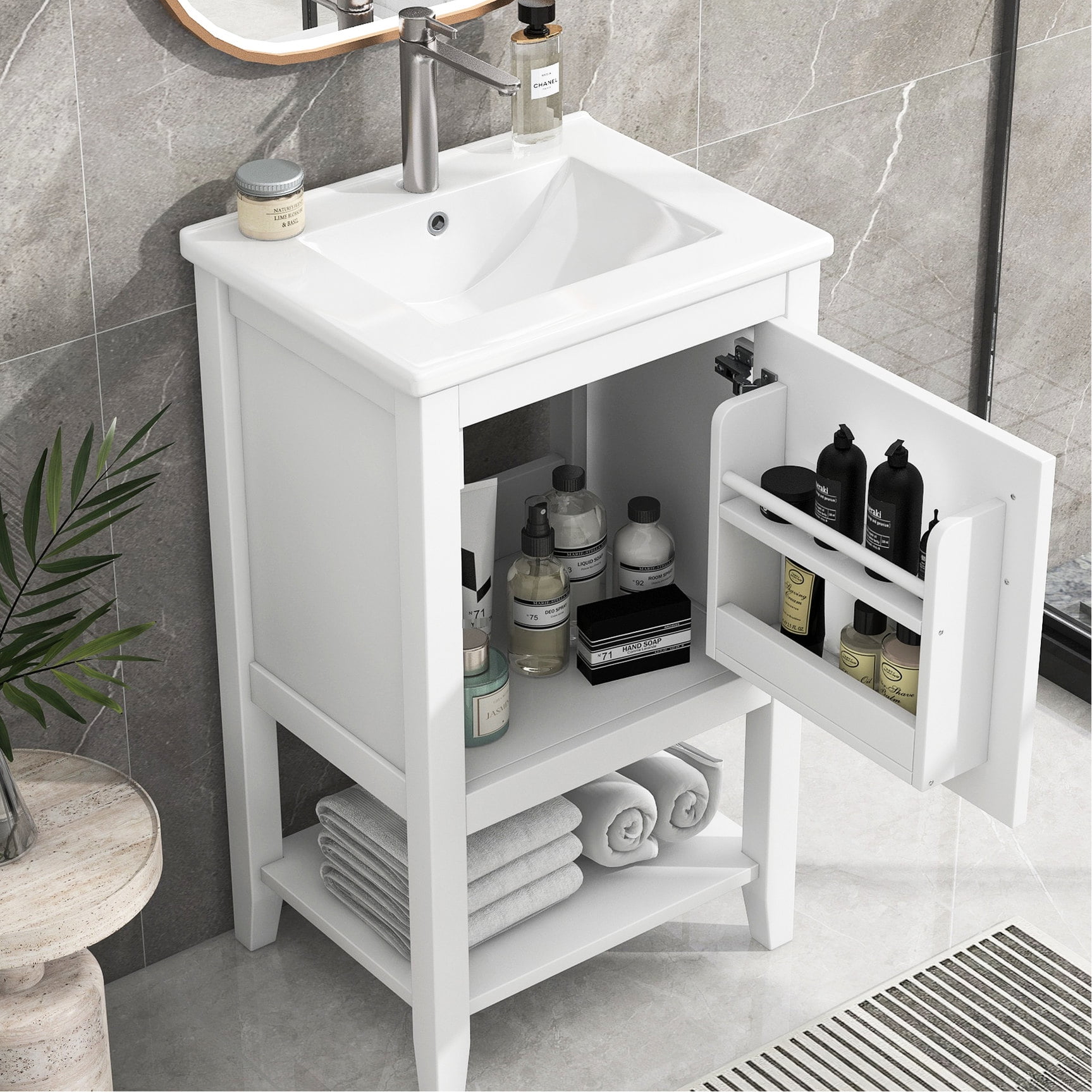 20-Inch Bathroom Vanity with Sink / Wood and MDF, Waterproof Finish ...