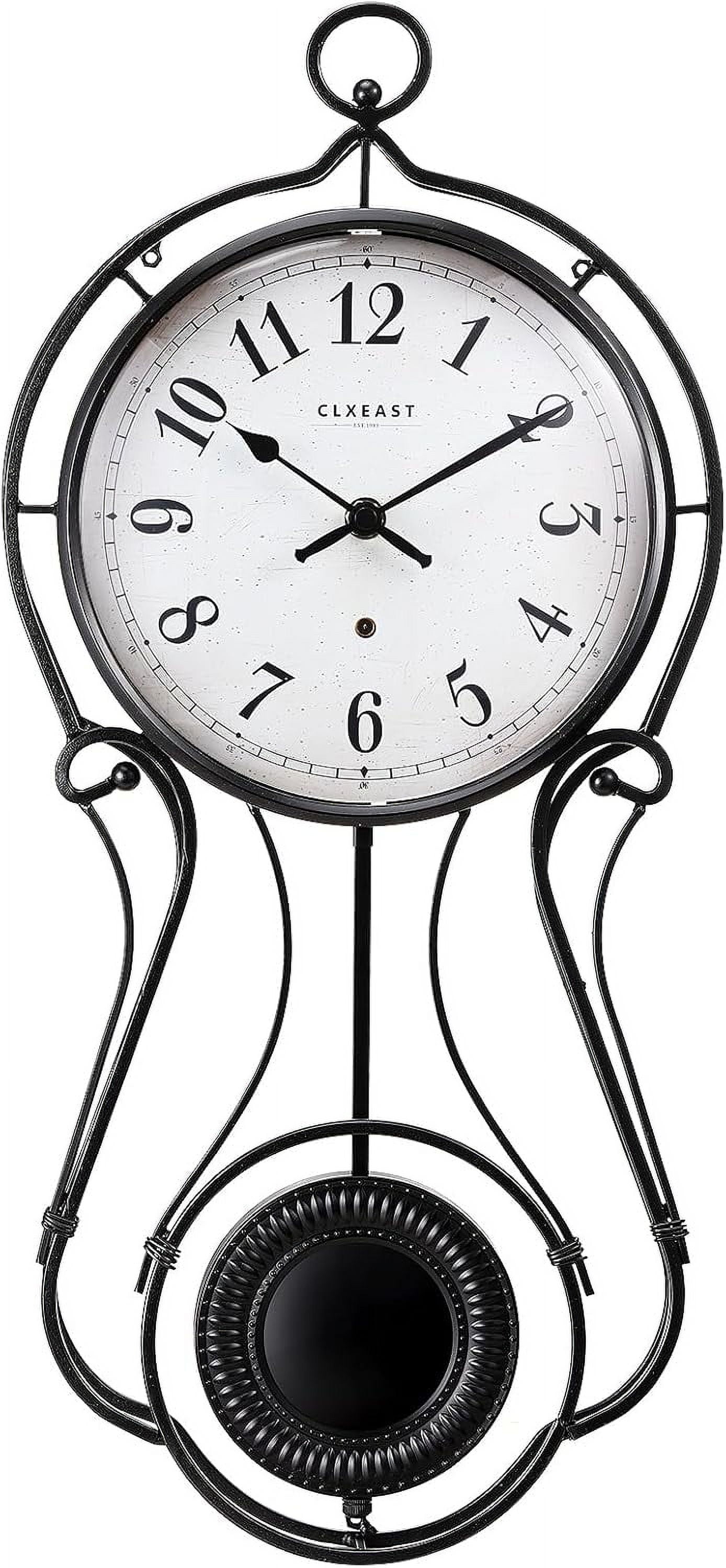 20 Inch Black Metal Pendulum Wall Clock, Large Schoolhouse Regulator ...