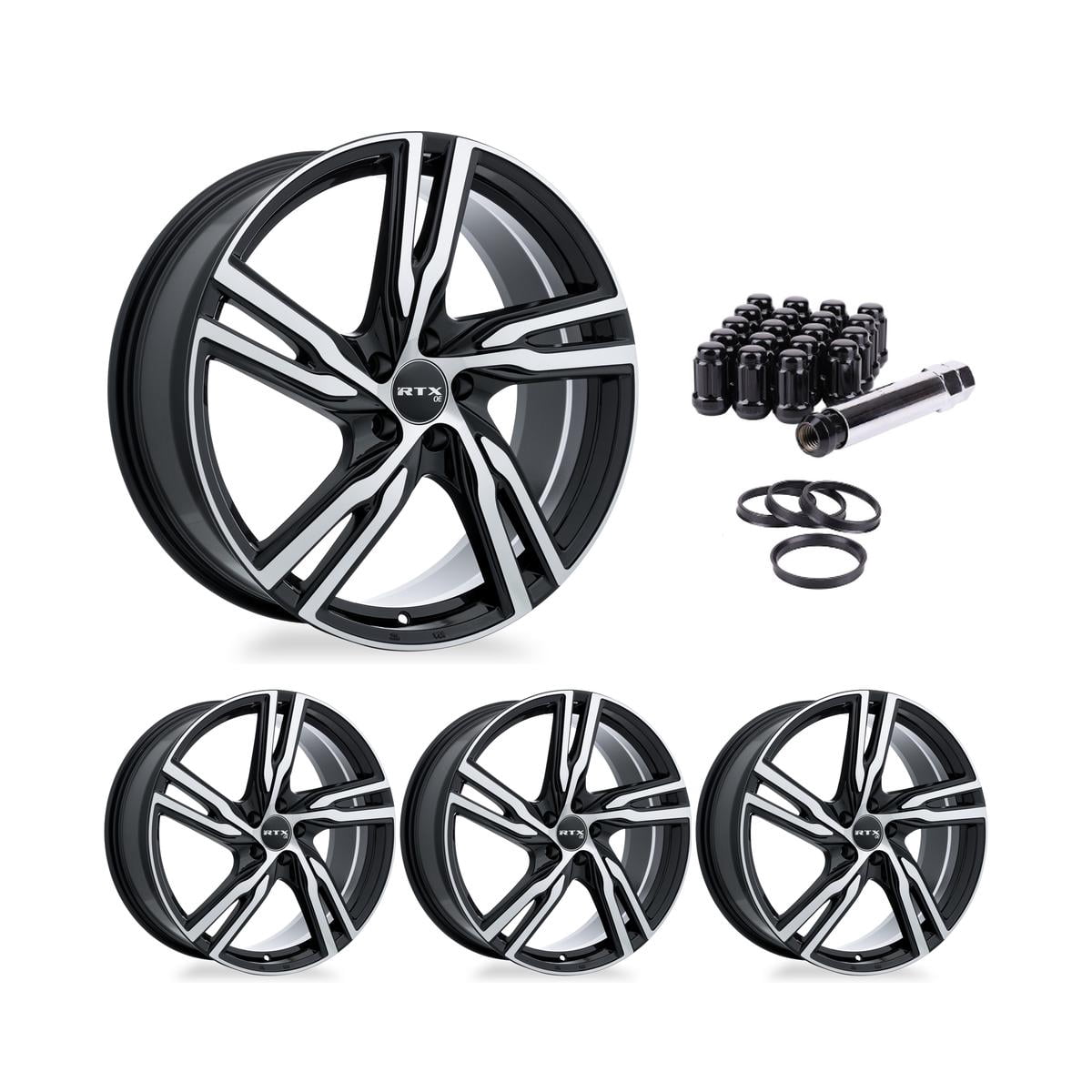 20 Inch Black Rims (Set of 4) for 2017-2023 Volvo S90, RTX 82980-GF ...