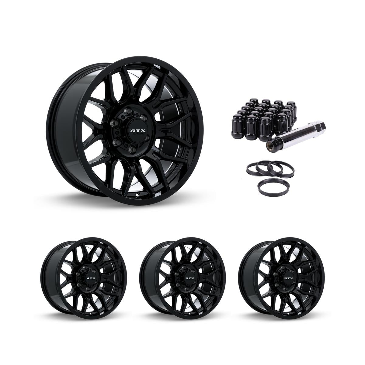 20 Inch Black Rims (Set of 4) for 2020-2024 Nissan Titan XD, RTX 163764 ...