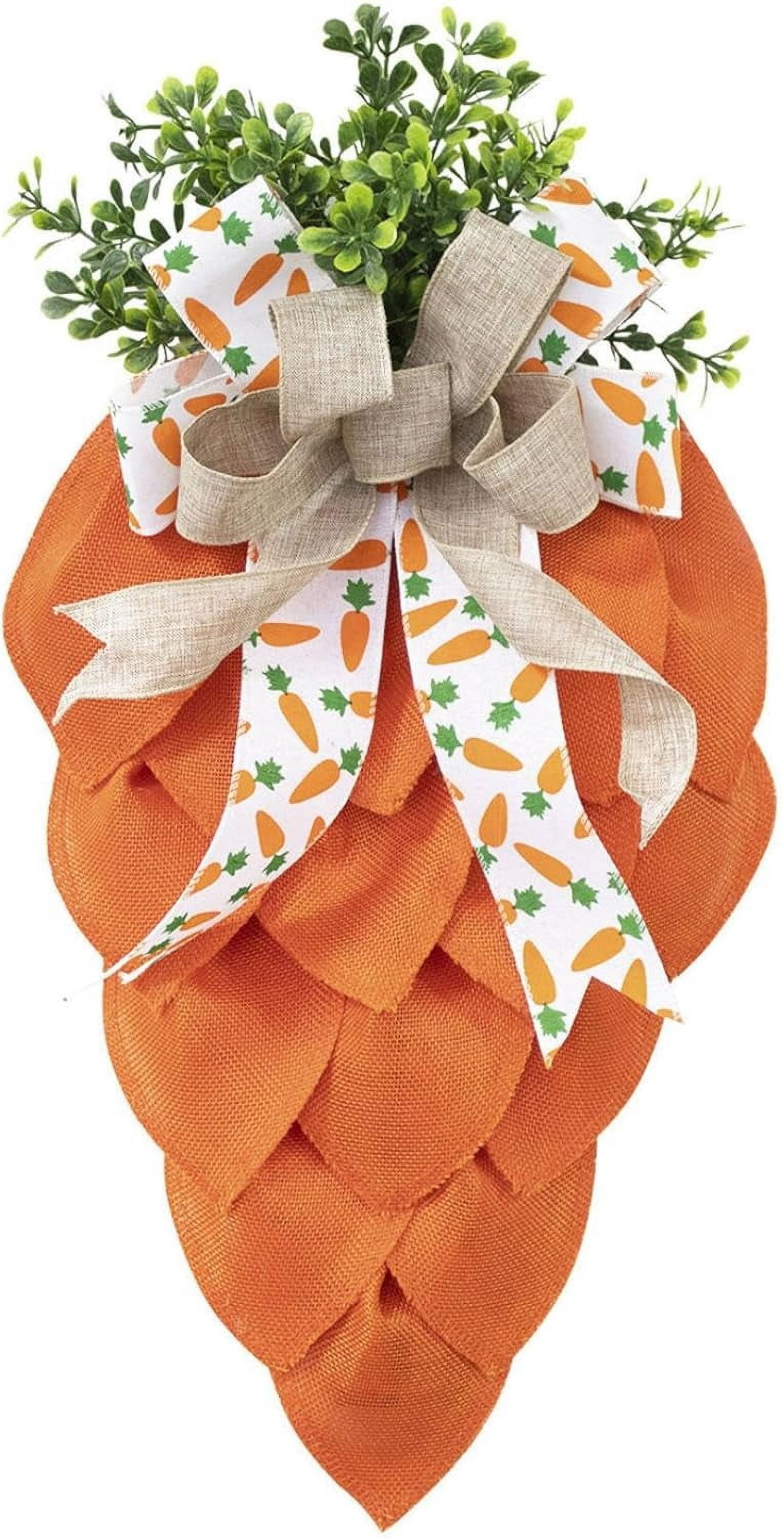 20 Inch Burlap Carrot Easter Wreath Swag with Bow Orange Artificial ...