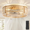 20 Inch Caged Ceiling Fan with Light, Modern Fan Chandelier, Ceiling ...