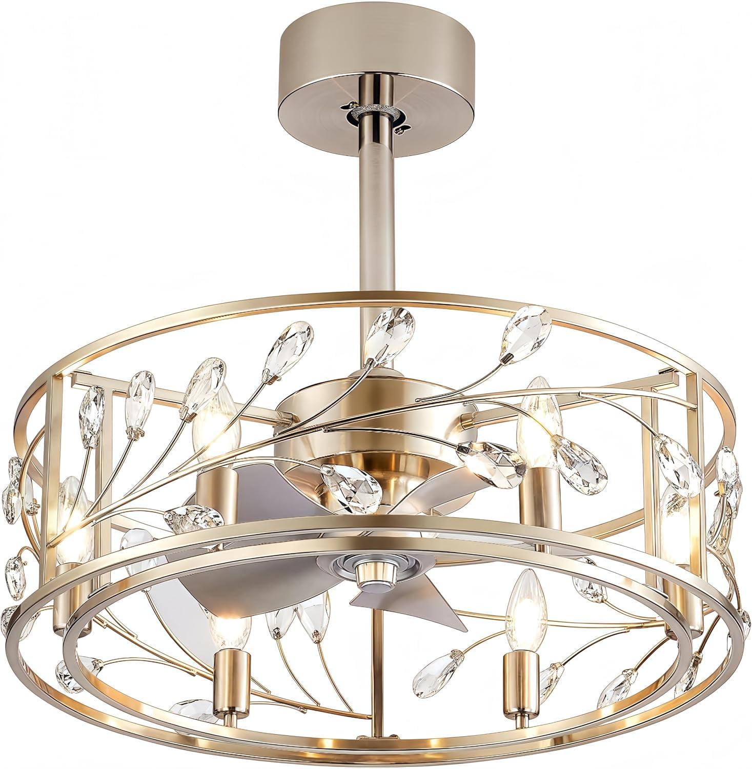 20 Inch Caged Ceiling Fan with Light and Remote, Quiet Reversible AC ...