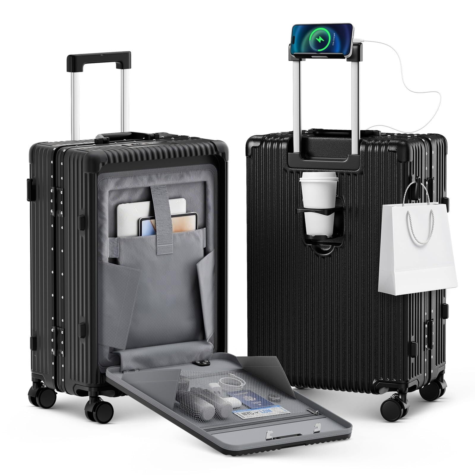 20 Inch Carry On Luggage Airline Approved, PC Hardshell Suitcase with ...