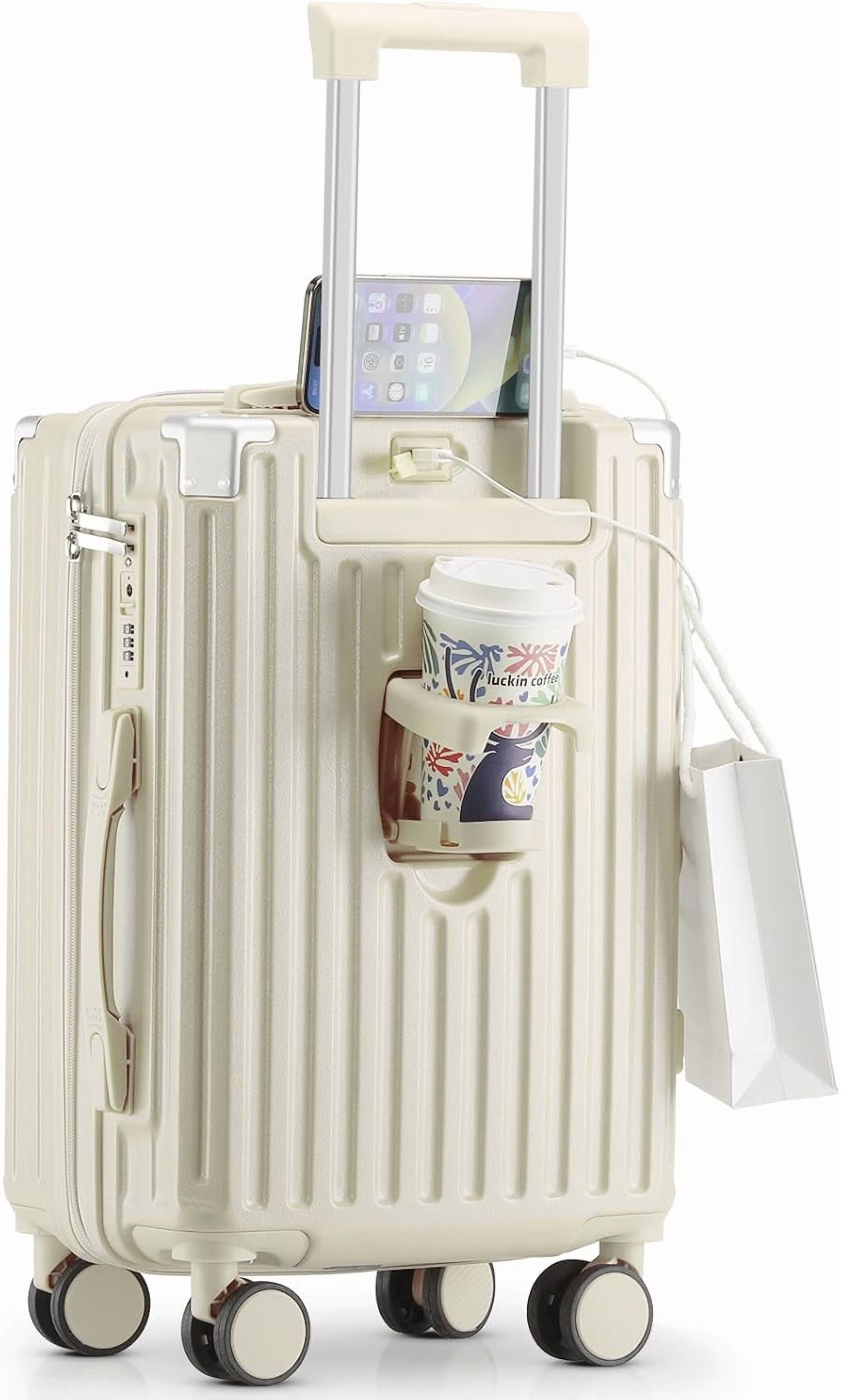 20 Inch Carry On Luggage With Cup Holder & USB Port, Airline Approved ...