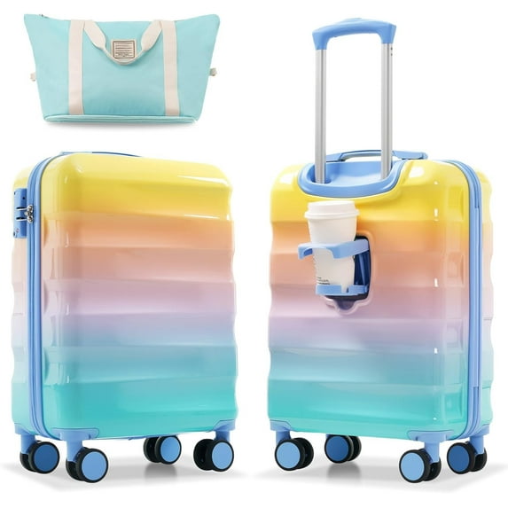 20 Inch Carry- Luggage Set - Hardshell PC+ABS Multicolor Color Suitcase ...
