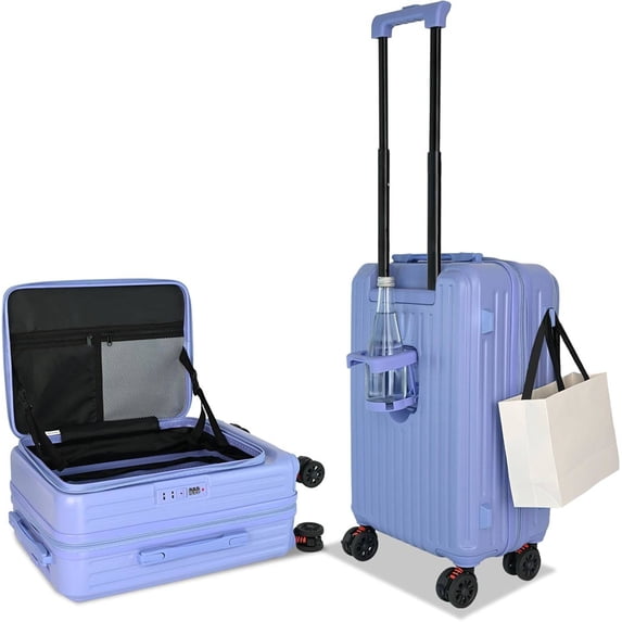 20 Inch Carry-On Luggage, Hard Shell Spinner Suitcase with Top-Open ...