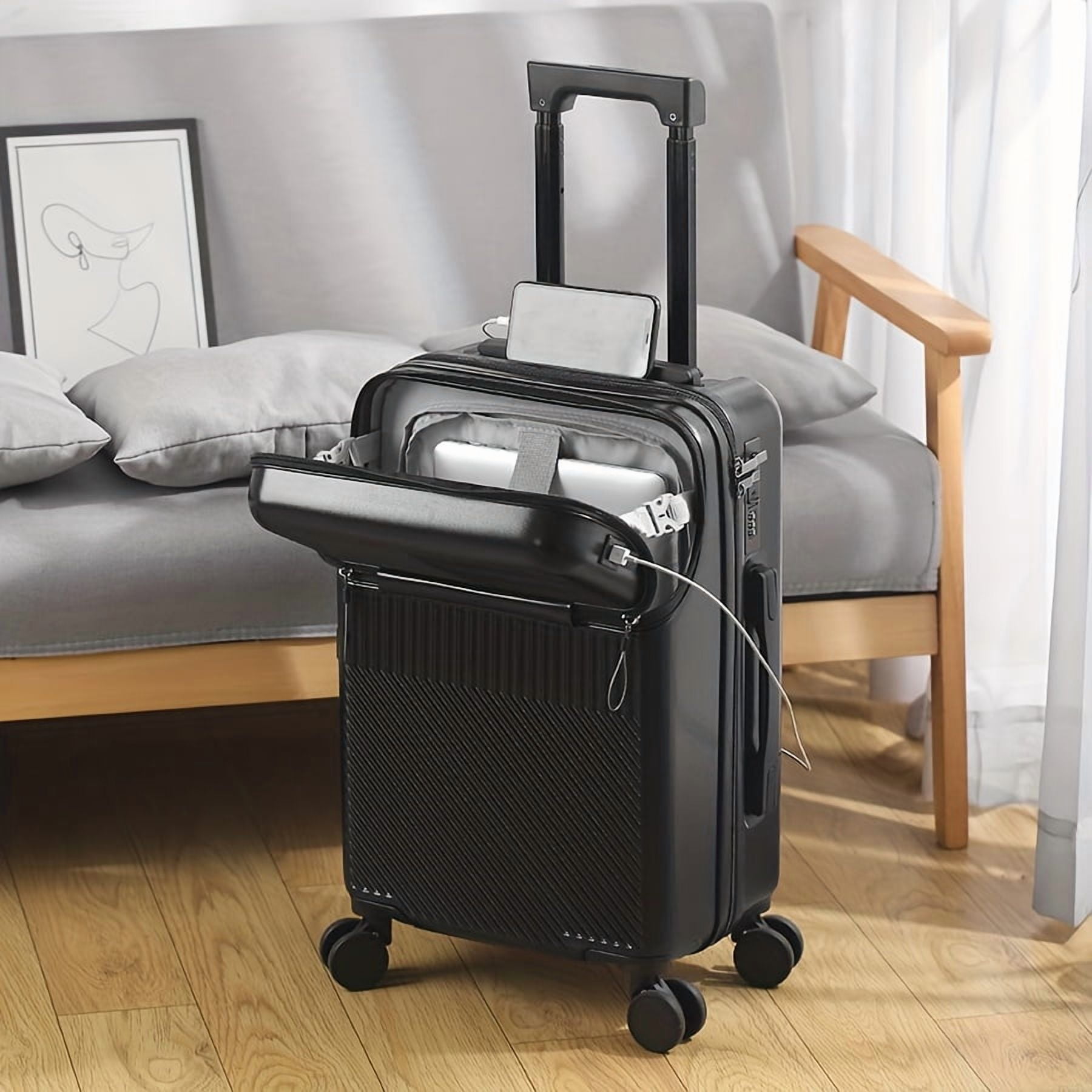 20-Inch Carry-On Luggage with Password Lock & Spinner Wheels - High ...