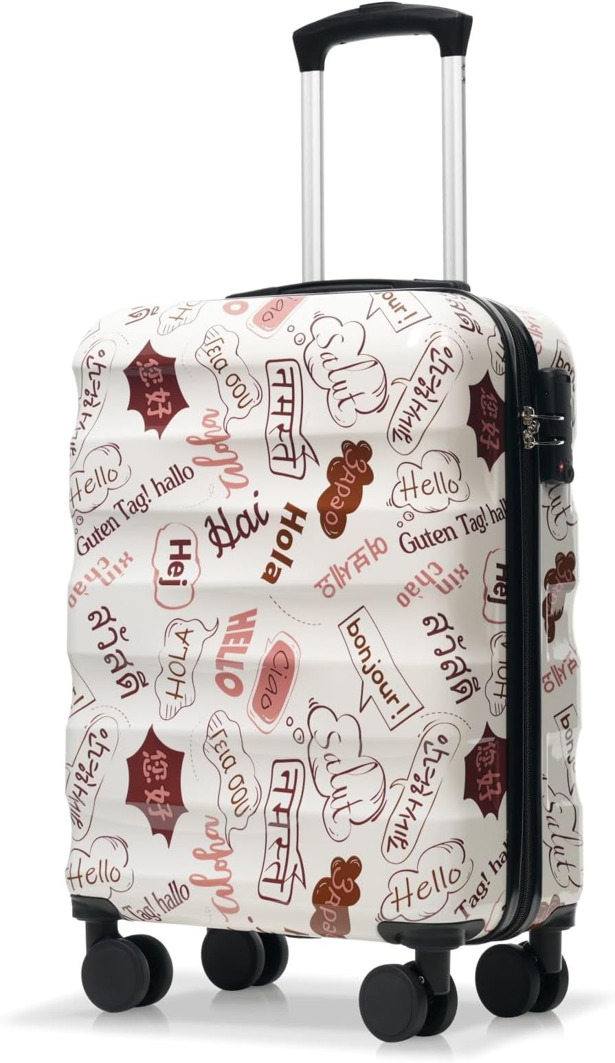 20 Inch Carry on Luggage Lightweight Glossy Hardshell PC+ABS Travel ...