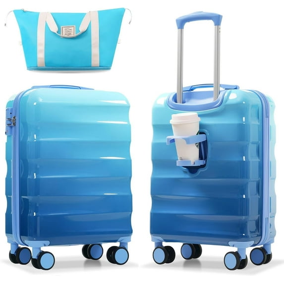 20 Inch Carry-on Luggage Set - Hardshell PC+ABS Gradient Color Suitcase ...