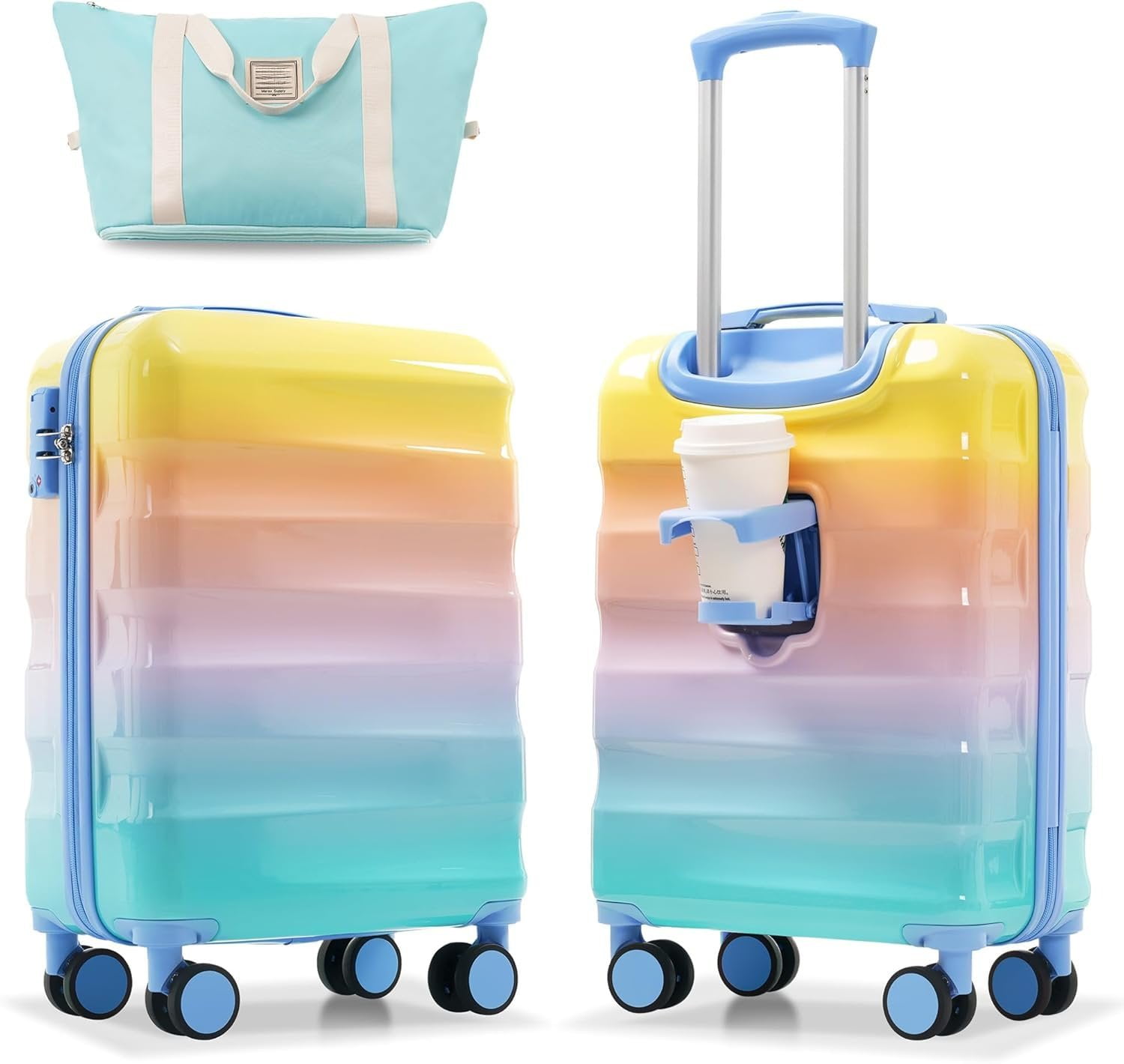 20 Inch Carry-on Luggage Set - Hardshell PC+ABS Multicolor Color ...