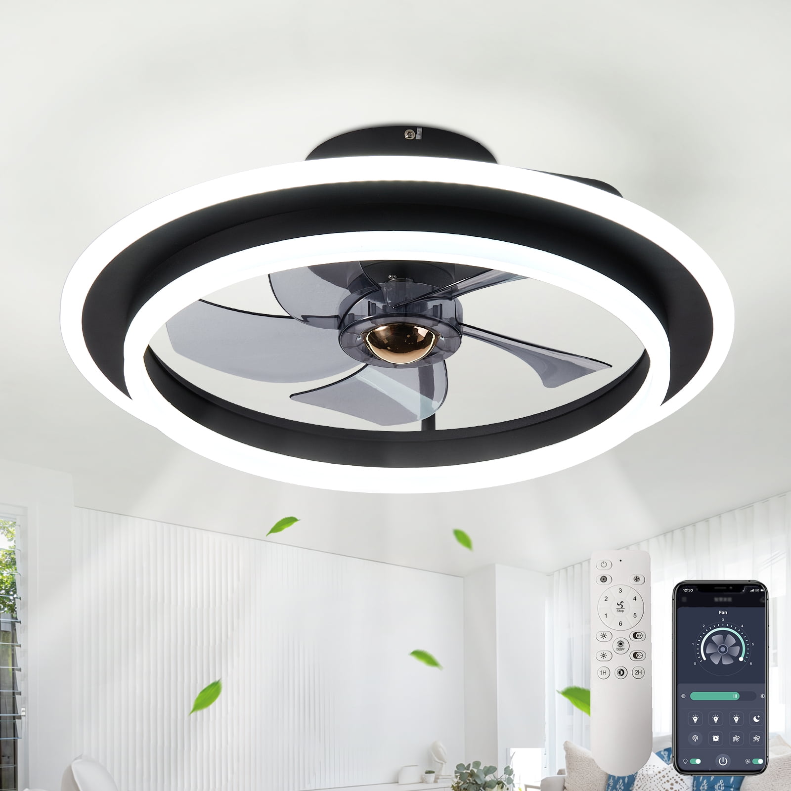 20 Inch Ceiling Fans with Lights and Remote Control Dimmable Modern ...