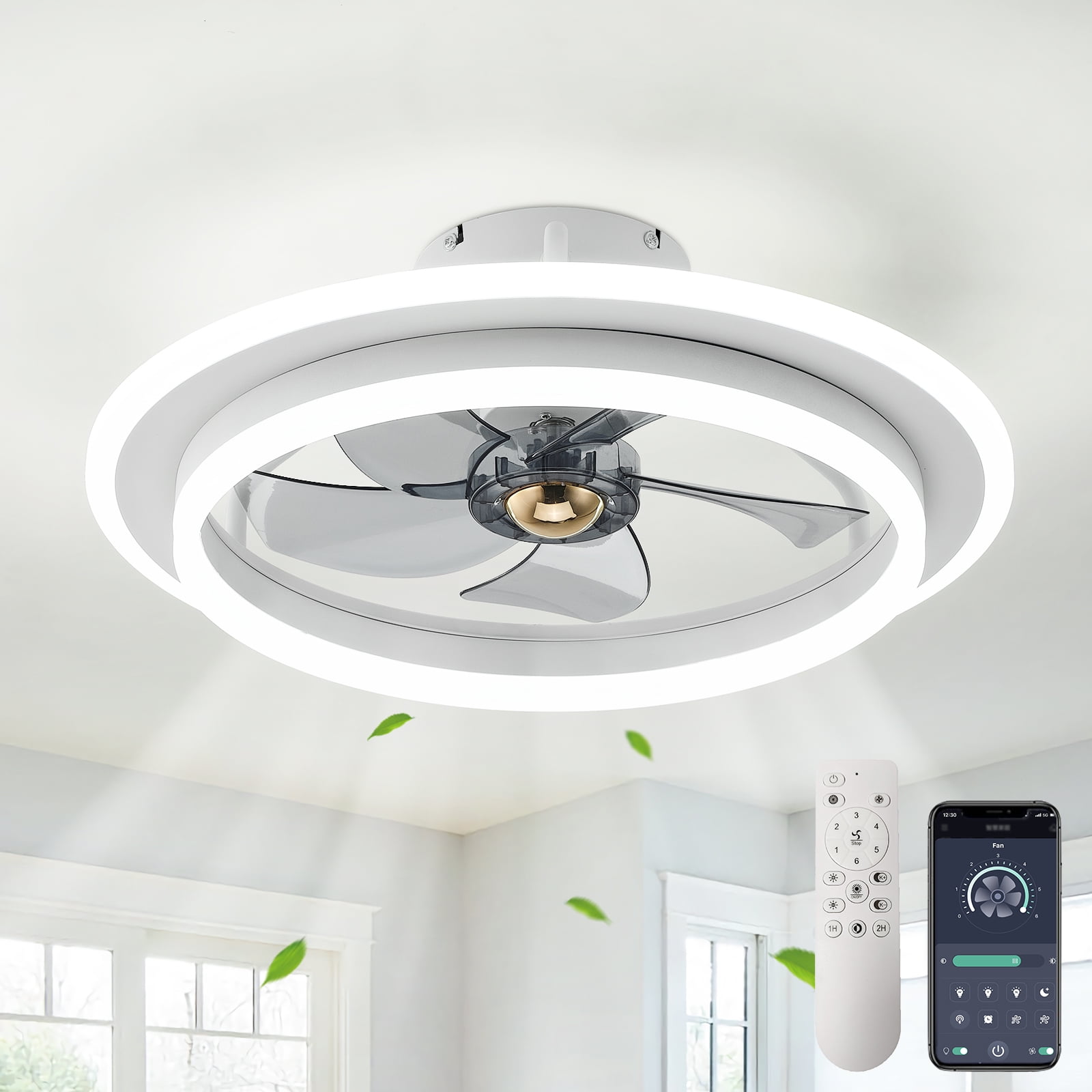 20 Inch Ceiling Fans with Lights and Remote Control Dimmable Modern ...