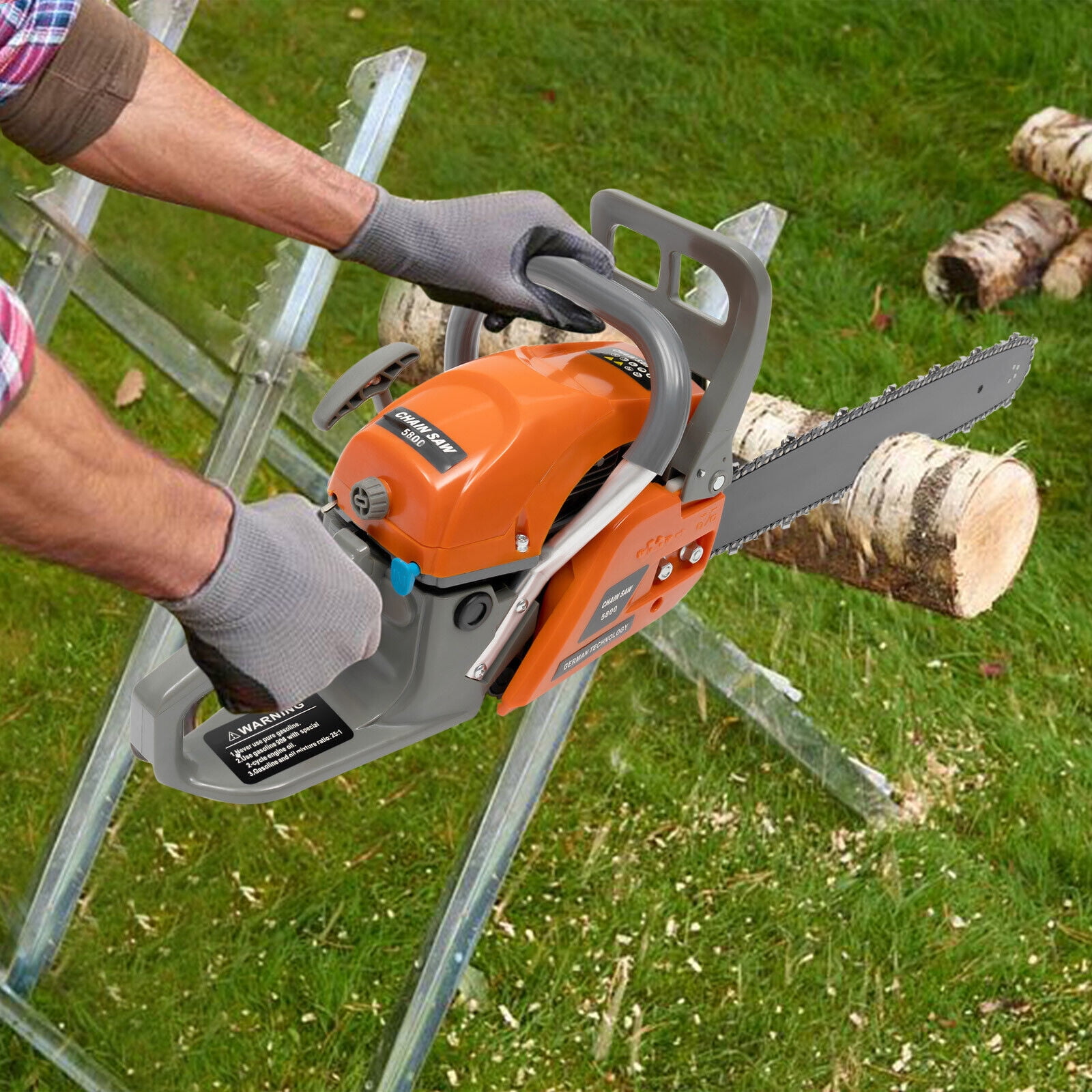 20 Inch Chainsaw, 58CC Power Chain Saws Gas Powered 2 Stroke Handed ...