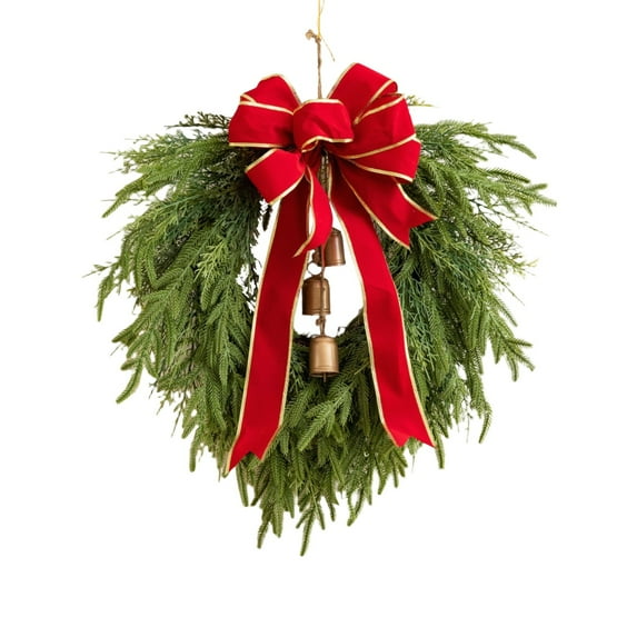 20 Inch Christmas Bow, Bell & Garland Set - Warm Holiday Decor That ...