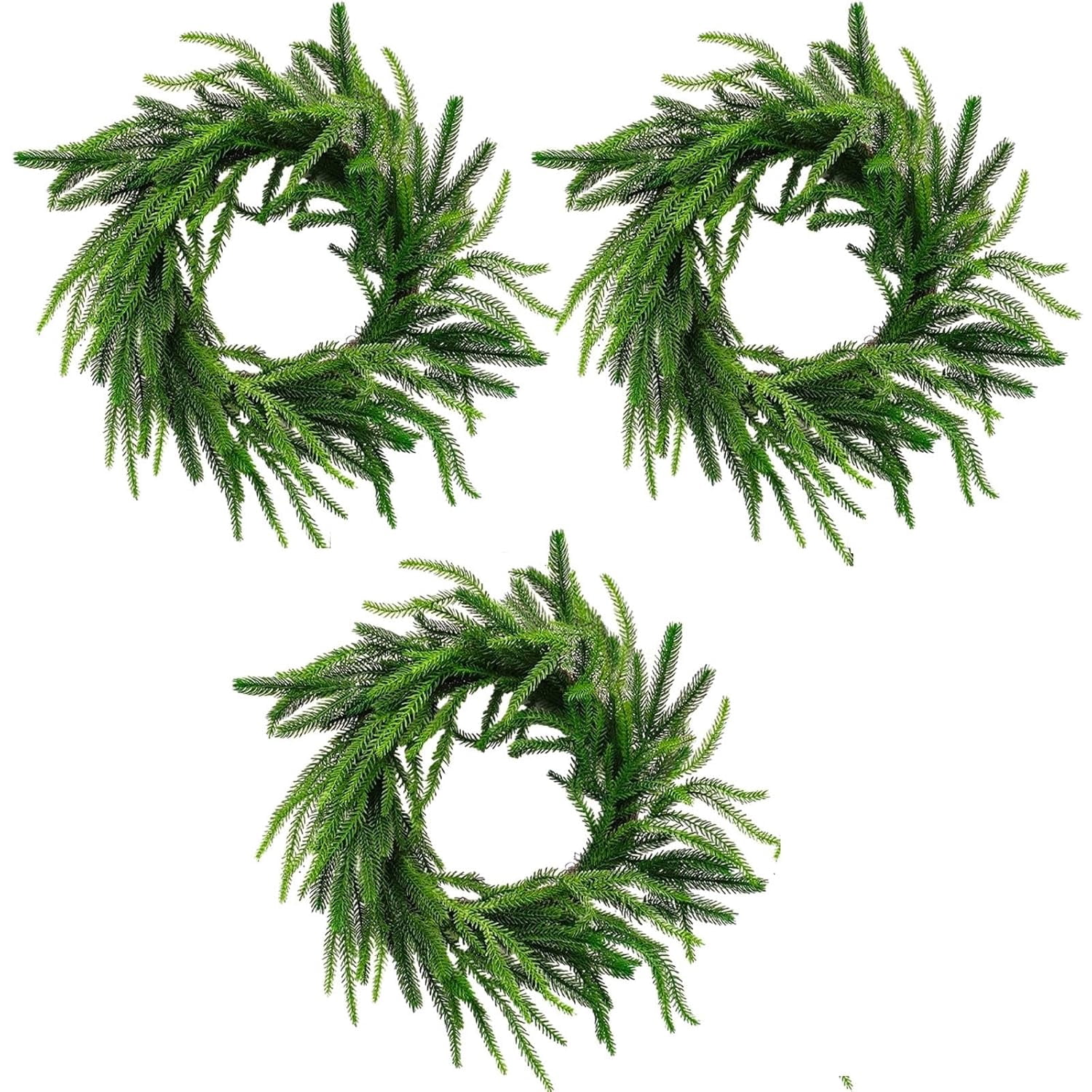 20 Inch Christmas Norfolk Pine Wreath, Real Looking Artificial Green ...