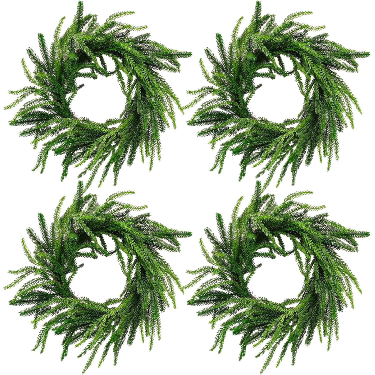 20 Inch Christmas Norfolk Pine Wreath, Real Looking Artificial Green ...