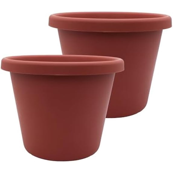 20 Inch Classic Round Planter Pots with Drainage, Rolled Rim Plastic ...