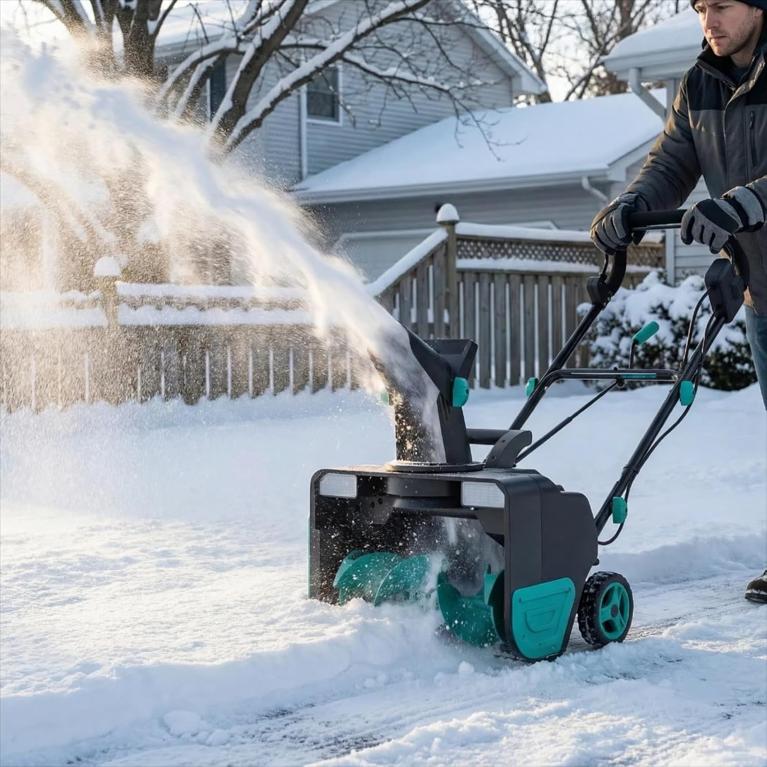 20-Inch Corded Snow Blower with Brushless Motor 25ft Throwing Distance ...