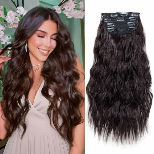 20 Inch Curly Clip In Hair Extensions 200g Wave Set (6A Brown) for Work ...