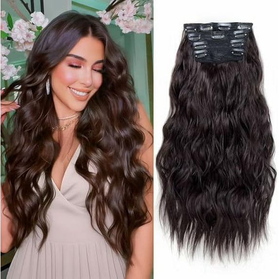 20 Inch Curly Clip In Hair Extensions 200g Wave Set (6A Brown) for Work ...