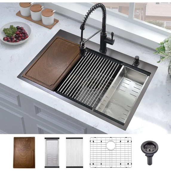 20 Inch Drop in Kitchen Sink Single Bowl 16 Gauge Stainless Steel ...