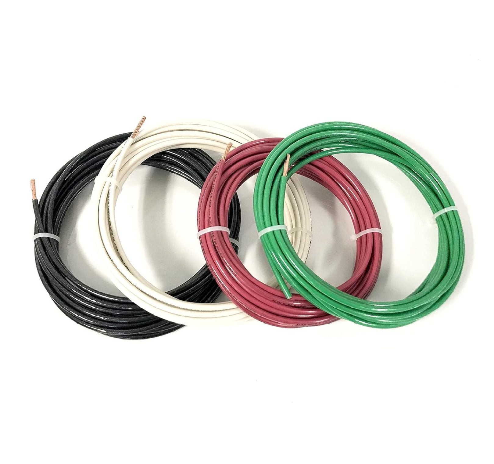 20 Inch EA THHN THWN 6 AWG Gauge - Black - White - Red - + 10 AWG Green ...