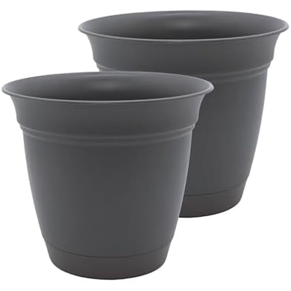 20 Inch Eclipse Round Planter Pots with Drainage Holes & Attached ...