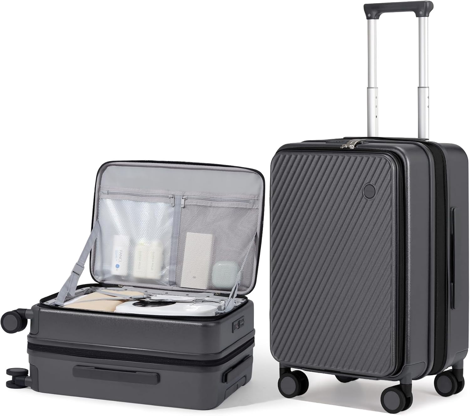 20 Inch Expandable Carry On Luggage PC Hard Shell Suitcase Top Opening ...