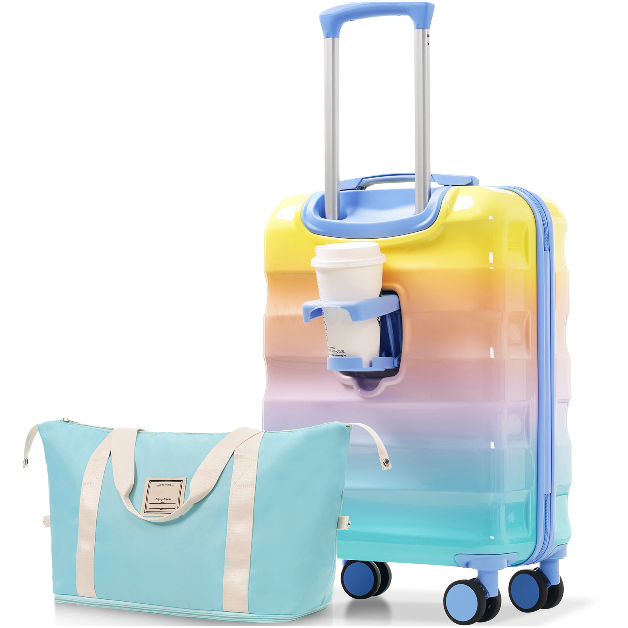 20 Inch Expandable Carry On Luggage Set with Cup Holder, TSA Lock, 360 ...