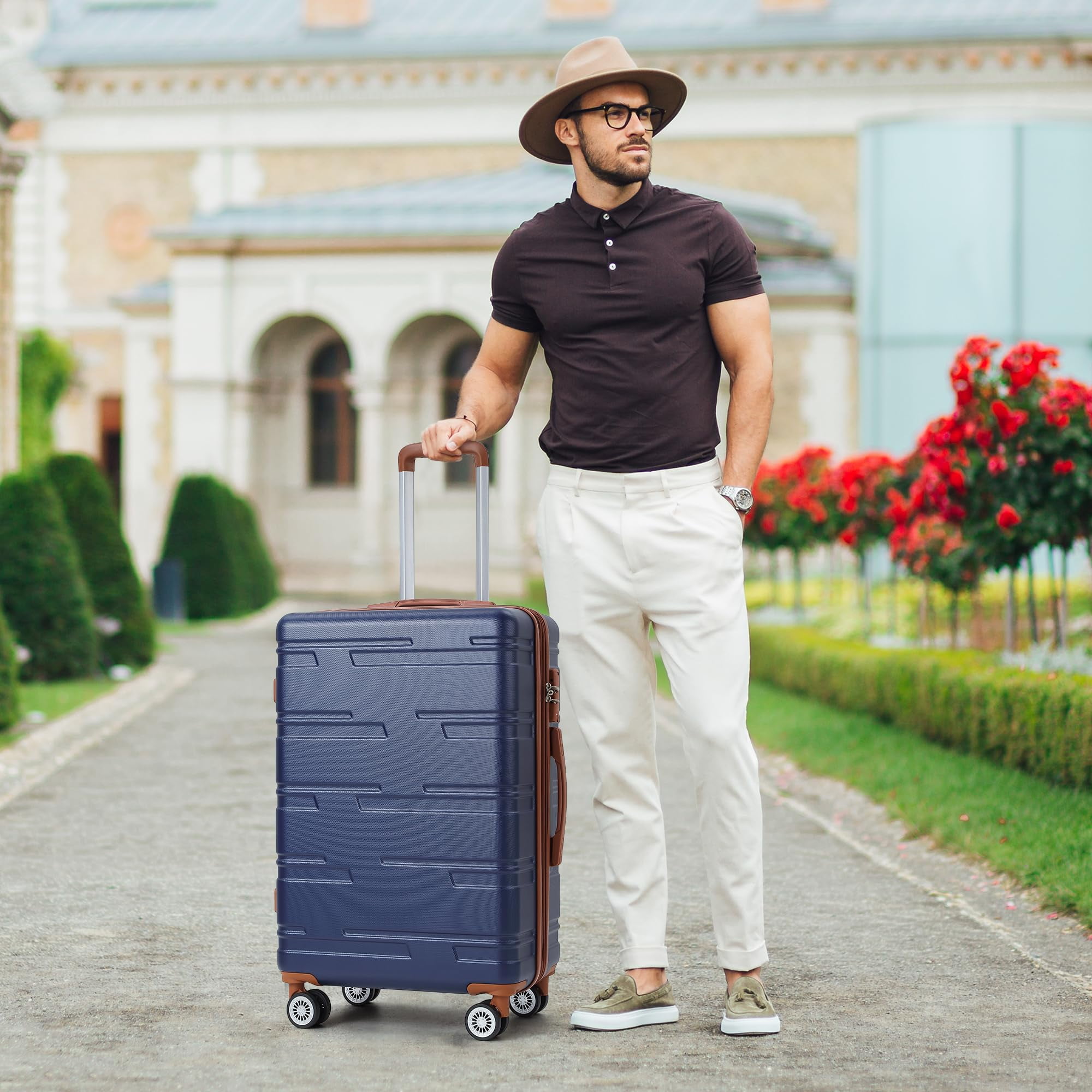 20 Inch Expandable Hard Shell Carry On Luggage with Spinner Wheels ...