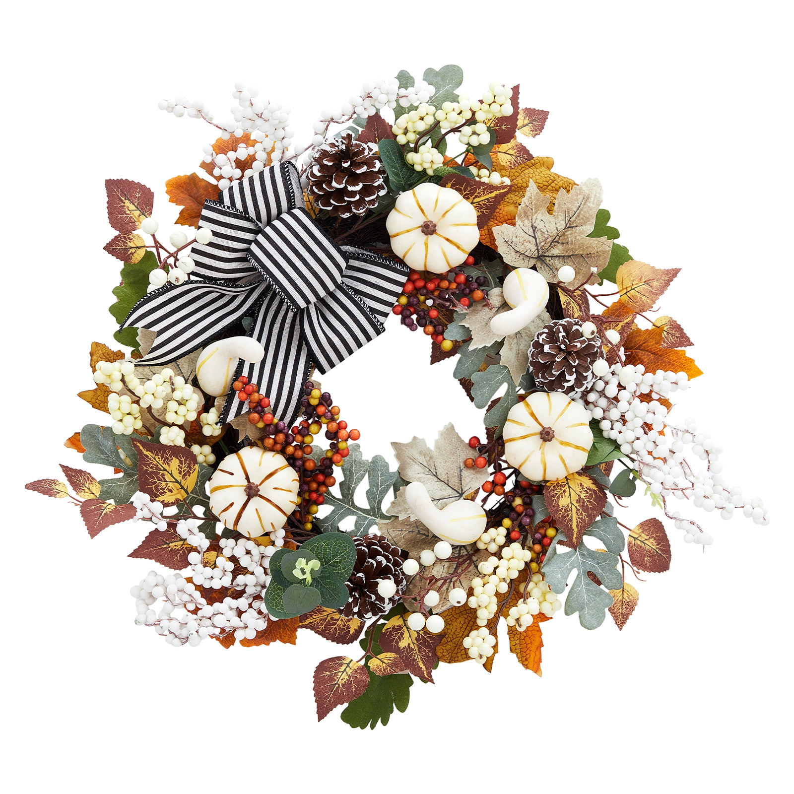 20 Inch Fall Wreath for Front Door, Autumn Maple Leaves Wreath with ...