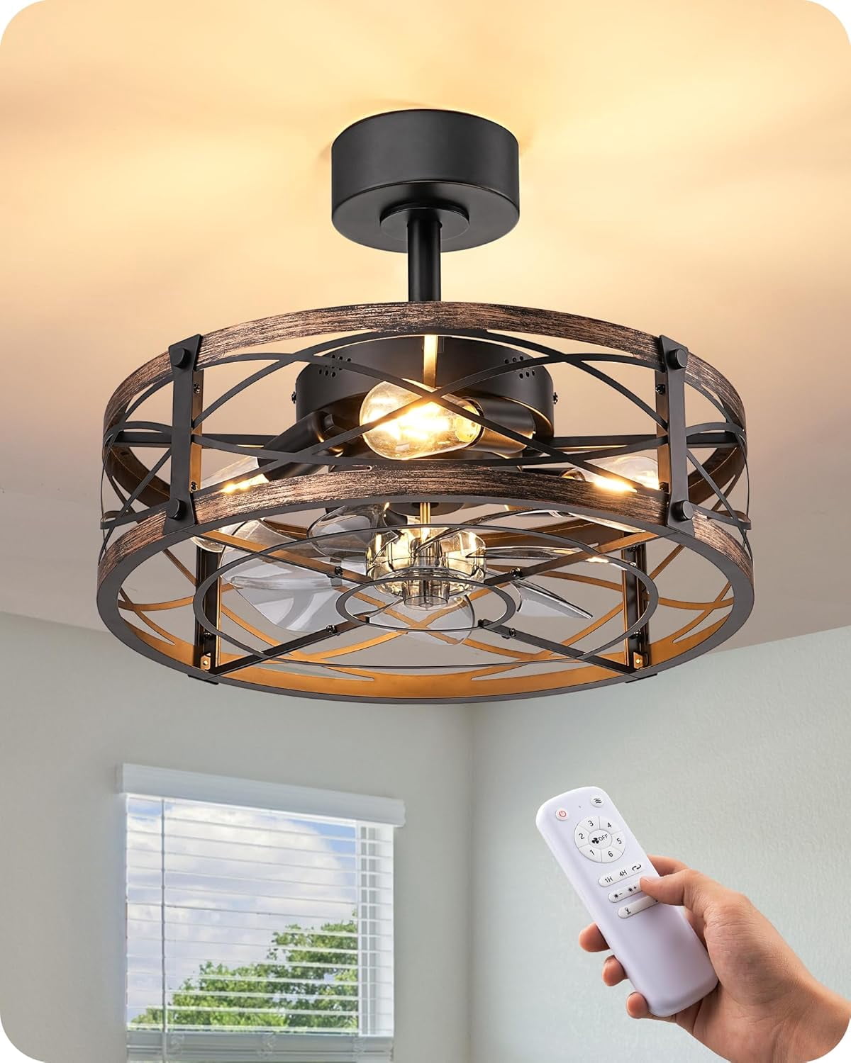 20 Inch Fandelier Cad Ceiling Fa with Lights and Remote, 10%-100% ...