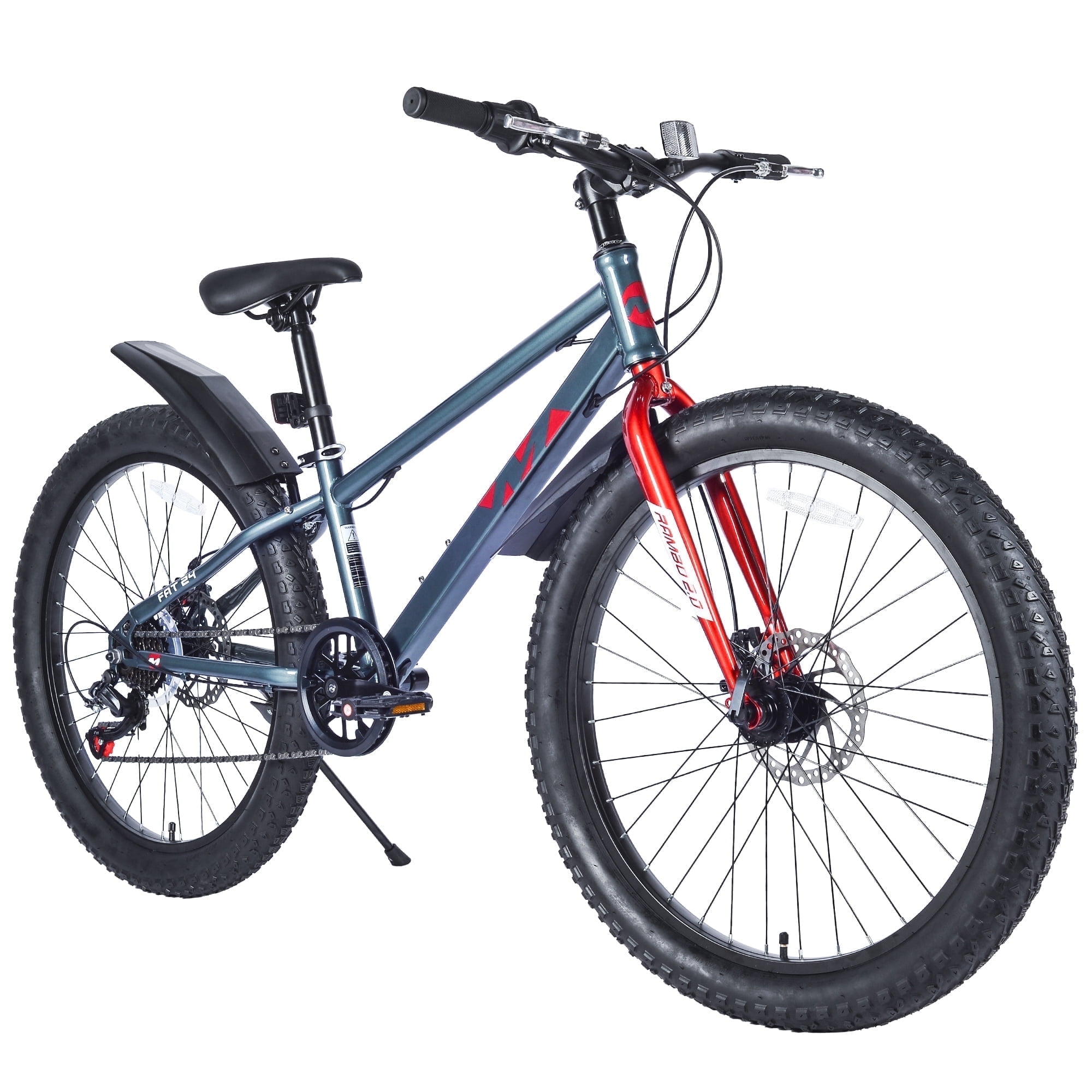 20-Inch Fat Tire Mountain Bike, Shimano 7-Speed, Dual Disc Brakes, Snow ...