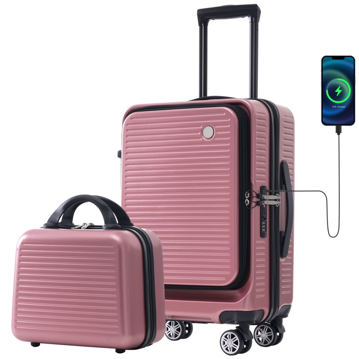 20 Inch Front Open Luggage with Portable Carrying Case, Carry-on ...