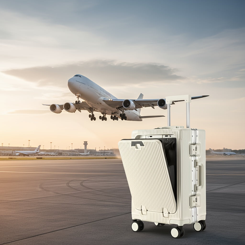 20-Inch Hardside Spinner Carry-On Luggage - Front Opening Aluminum ...