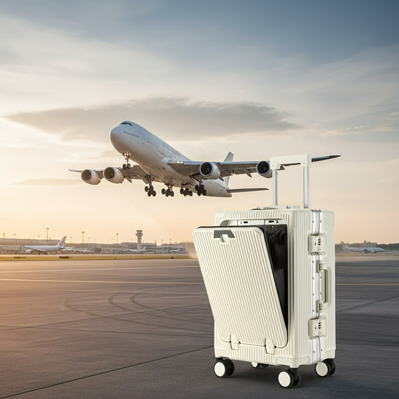 20-Inch Hardside Spinner Carry-On Luggage - Front Opening Aluminum ...