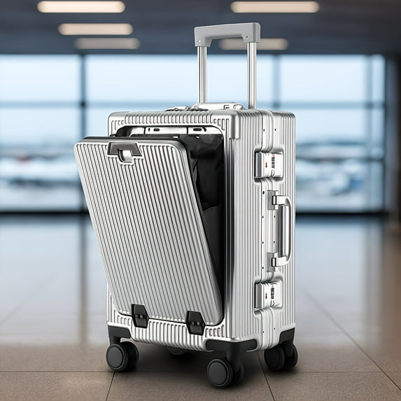 20-Inch Hardside Spinner Carry-On Luggage - Front Opening Aluminum ...