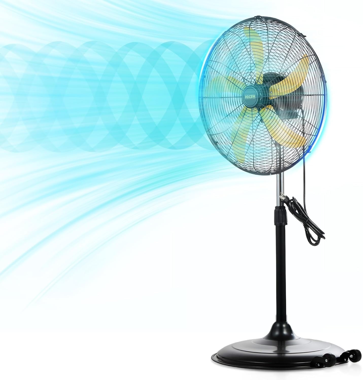 20-Inch High Velocity Pedestal Oscillating Fan, 5000 CFM with 1/5HP ...