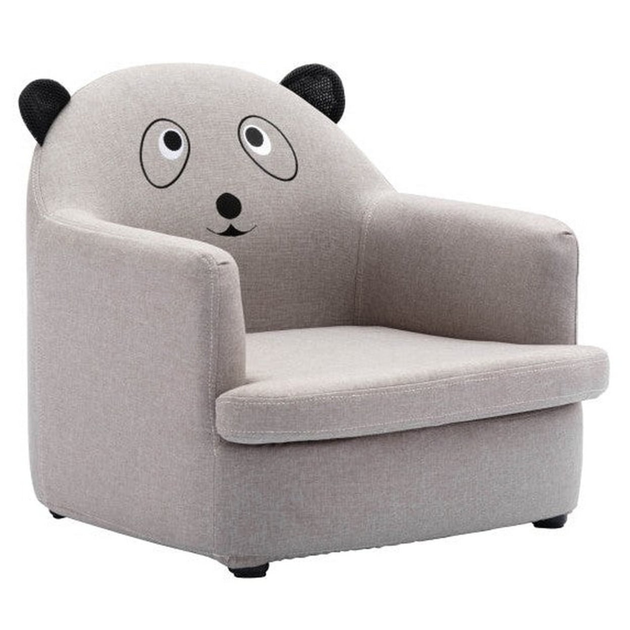 20 Inch Kids Chair, Gray Vegan Faux Leather, Padded Seating, Panda ...