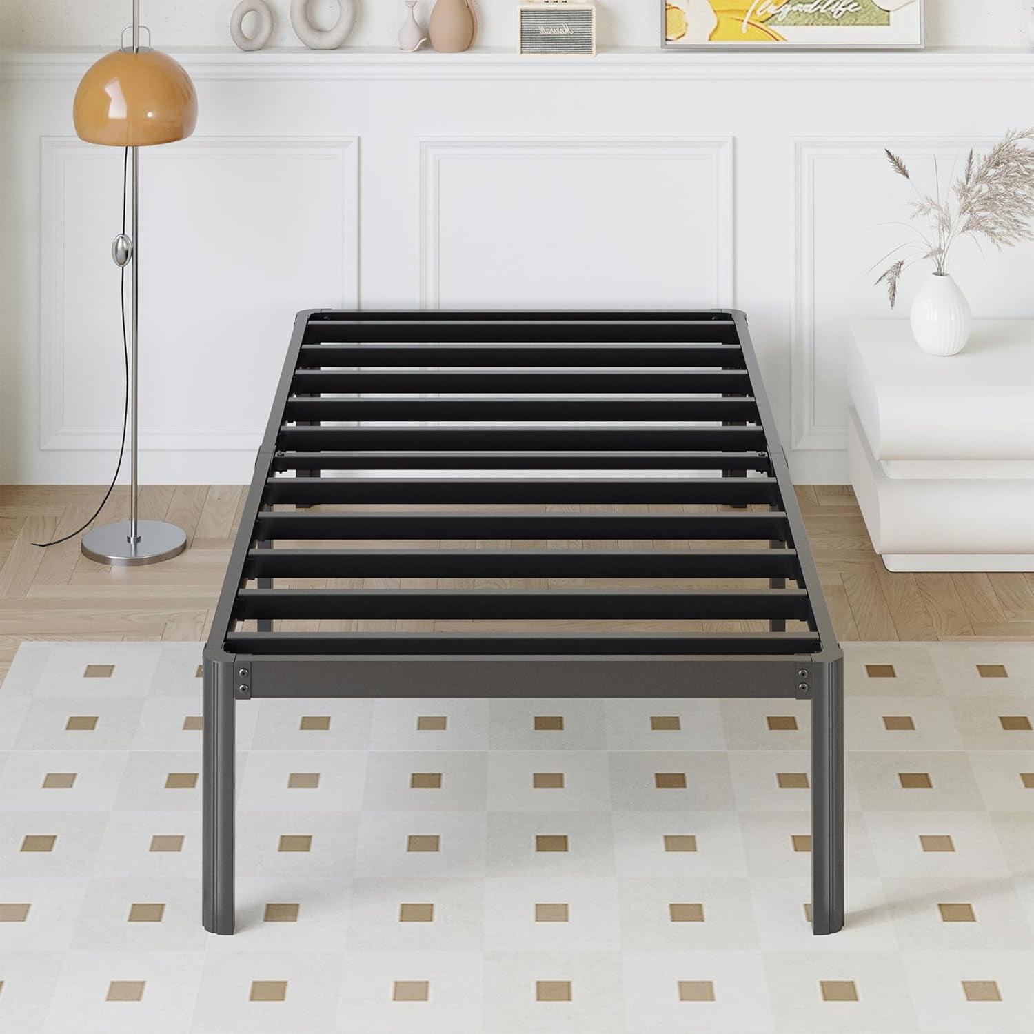 20 Inch King Bed Frame with Rounded Corner Legs No Box Spring Needed ...